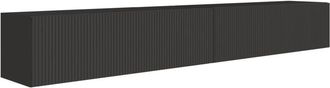 Selsey Selsey VELDIO - Meuble TV mural avec façades rainurées - 200 cm - noir