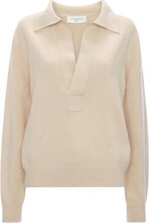 Victoria Beckham Femme, Tops, Beige, Taille: 40 FR Pull Genevieve &agrave; col polo