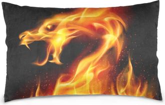 Linomo Kissenbezug 40x60 cm, Galaxis Feuer Drachen Dekorative Kissenbezug Kissenhülle für Couch Sofa Bett Hause
