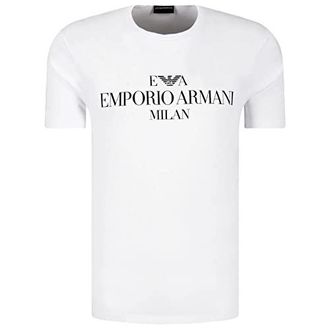 Emporio Armani T-shirt pour homme 3G1TM4 1JHRZ, manches courtes, col rond, Blanc, Large