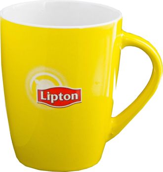 Lipton Teetasse Trinkbecher Tasse Kaffeebecher Gelb Keramik 150 ml