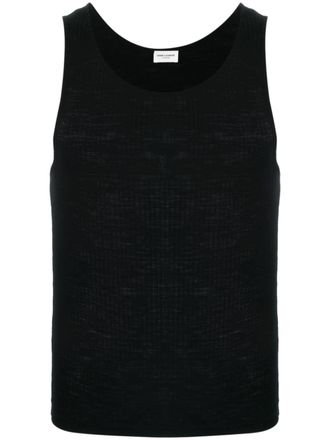 Saint Laurent Geripptes Trägershirt mit Logo - Schwarz