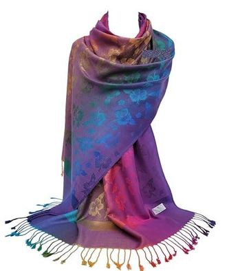 GFM &Eacute;charpe de style pashmina arc-en-ciel au toucher soyeux (NEOPASH-B), FRL86-JMN-Violet, L