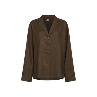 Toteme Femme, Blouses et Chemises, Brun, Taille: 36 FR Monogram Flannel PJ Top