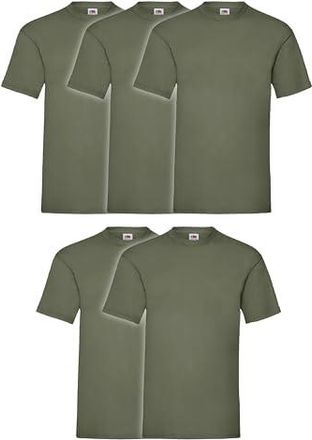 Fruit Of The Loom Valueweight Lot de 5 t-shirts Valueweight S, M, L, XL, XXL, XXXL, 3XL, différents ensembles de couleurs au choix, olive, XL