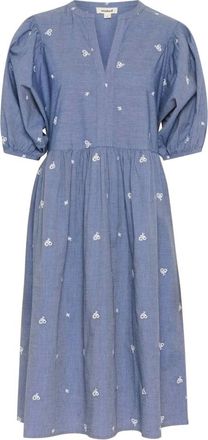 Soaked In Luxury Femme, Robes, Bleu, Taille: 36 FR Robe Féminine avec Manches Bouffantes