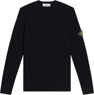 Stone Island Homme, Pulls, Bleu, Taille: 2XL Pull en maille de coton teint en pi&egrave;ce