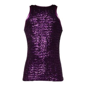 Dolce & Gabbana Femme, Tops, Violet, Taille: 44 FR D&eacute;bardeur sans manches violet &agrave; paillettes