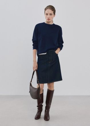 Mango Pull en maille &agrave; col rond bleu marine fonc&eacute; - Femme - XL - MANGO