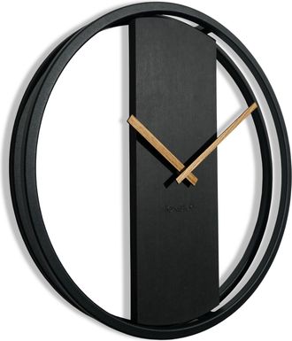 FlexiStyle Wanduhr groß ohne tickgeräusche LOFT OVAL Metall schwarz Natur 3D XXL modern Holz Badezimmer Wohnzimmer (Schwarz), 50cm (z231oval-1d-1-x)