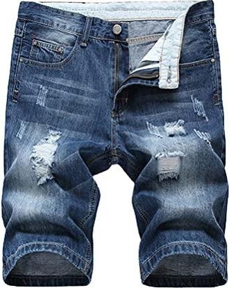 TOMWELL Short en Jean Homme Pantalon Court Denim Casual Jean Déchiré Shorts Bermuda dEté Coupe Slim Pantalon Court Musculation Outdoor Pants avec Poches A Ble