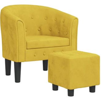 vidaXL vidaXL Sessel mit Fu&szlig;st&uuml;tze gelb Samt