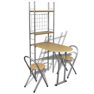 vidaXL Vidaxl - Jeu de bar petit-d&eacute;jeuner pliable avec 2 chaises - Cadre en acier - Dimensions table d&eacute;pli&eacute;e 56 x 90 x 165 cm - Id&eacute;al pour petits espaces