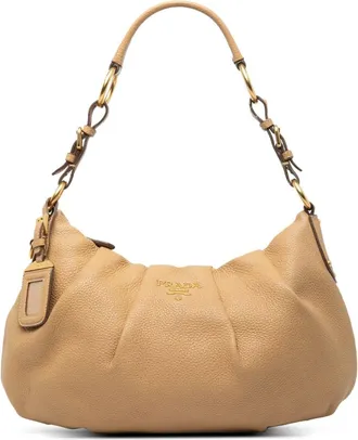 Prada sac porté épaule en cuir Vitello Daino (2000-2025) - Marron