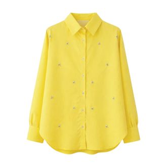 A Paper Kid Femme, Blouses et Chemises, Jaune, Taille: 38 FR Chemise en coton