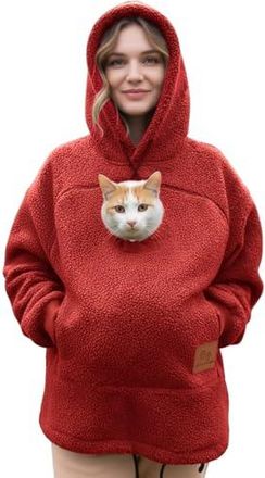 Generic Sweat &agrave; capuche de transport pour chat avec poche pour animal de compagnie - Fermeture &eacute;clair - Poche kangourou - Polaire chaude - Confortable - Pour 