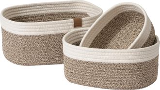 La Jolíe Muse LA JOLIE MUSE Seil Aufbewahrungskörbe für die Organisation, kleiner Baumwoll-Flechtkorb für Bad, Regal, Kinderzimmer, dekorative Aufbewahrungskörbe 3e