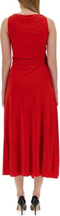 Lanvin Viscose Knit Drape Dress - Red