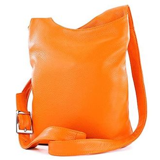 modamoda.de T221 - ital. Sac &agrave; bandouli&egrave;re en cuir moyen, Orange, Medium