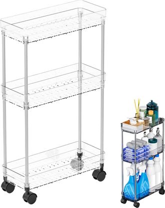 Generico Badwagen mit Rollen | Lager-Organizer | Tragbares Mehrzweckregal für Küche, Wohnzimmer, Schlafzimmer, Büro, Waschküche, Garage, Wohnzimmer