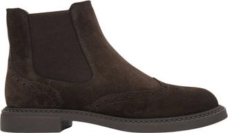 Estro & Luminara Femme, Chaussures, Brun, Taille: 39 EU Bottes dhiver Chelsea marron foncé pour femmes avec perforation en vrai velours italien
