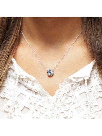 Zeeme Gemstones Halskette Silber 925 rhodiniert 42+5cm mit Blautopas (beh.) 8mm