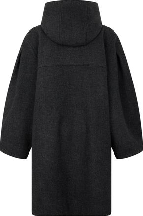 Ganni Wool with Adjustable Hood Coat - Gray