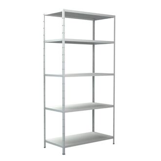 Schulte Regalwelt Lagerregal mit 5 PowerMAX-Fachb&ouml;den in wei&szlig;, 200x120x50cm, Steckregal mit einfacher Montage ohne Verschrauben, Traglast je Boden bis zu 85 Kg