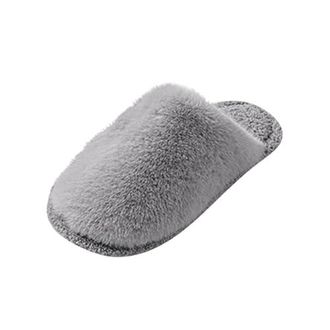 Generic Pantoufles de bain en coton &agrave; bout ferm&eacute; pour femme - Sandales de voyage pelucheuses douces et confortables
