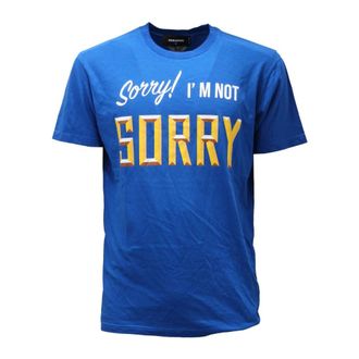 Dsquared2 Gef&auml;rbtes Baumwoll-T-Shirt Made in Italy - - Tops - Herren - Blau - L