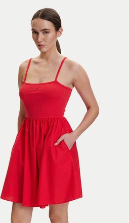 Tommy Jeans Sommerkleid DW0DW22352 Rot Slim Fit