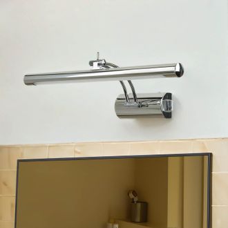 Licht-Erlebnisse LED Spiegelleuchte Chrom IP44 mit Schalter schwenkbar 4000 K B: 40 cm Metall Wandlampe Spiegel Bad Badezimmerleuchte Wand