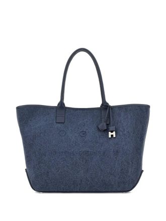 Hogan Address Tote Bag mit Canvas-Applikation - Blau