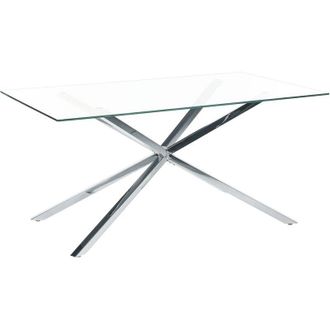 Beliani Beliani - Table de Repas Rectangulaire Verre Tremp&eacute; et Pieds Argent&eacute;s 160 x 90 cm Cora