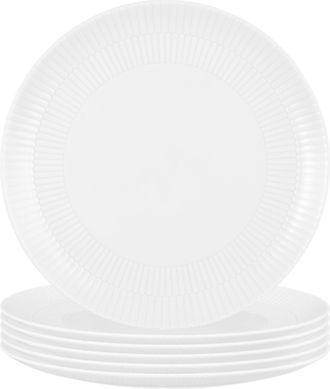 SELTMANN WEIDEN Amina Weiß Speiseteller 6er Set, 28 cm, Runde Essteller mit dezentem Relief-Muster, Spülmaschinen- und Mikrowellenfest, Porzellan, Weiß