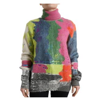 Dolce & Gabbana Gestreifter Mohair Rollkragenpullover - - Knitwear - Damen - Mehrfarbig - XS