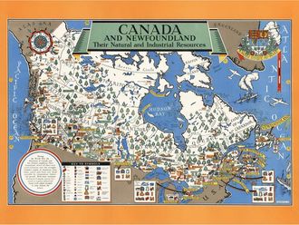 Artery8 Karte Gill 1942 Kanada Neufundland Industrie Ungerahmter gro&szlig;er Druck 46x61 cm