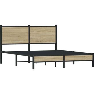 vidaXL Metallbett ohne Matratze Sonoma-Eiche 140x200 cm vidaXL