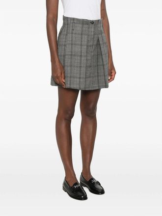 Tela Tailored Plaid Skirt - Gray