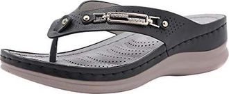 Generic Tongs en cuir pour femme - Pointure 39 - Avec paillettes - Semelles &eacute;paisses - Talon compens&eacute; - Chaussures de plage - Pantoufles creuses - Pour l&eacute;t&eacute; -