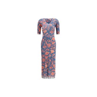 Etro Stretch T&uuml;ll Midikleid mit Blumenmotiv - - Dresses - Damen - Mehrfarbig - M