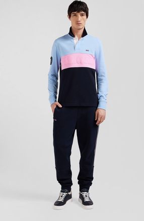 Eden Park Polo Manches Longues En Piqu&eacute; Coton Ciel Broderie Matelass&eacute;e Coupe Regular