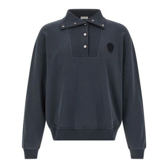 Brunello Cucinelli Sweatshirt mit Baumwoll-Logo - - Sweatshirts & Hoodies - Damen - Blau - XS