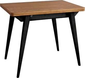 RAGABA Envelope Ausziehbarer Esstisch Ausklappbar B90/130 x H76 x T65 cm | Eiche gebeizt mit schwarzen Beinen