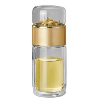 Generic Gobelet avec infuseur - Tasse &agrave; th&eacute; de voyage en verre &agrave; double paroi avec filtre en acier inoxydable, bouteille &agrave; th&eacute; anti-fuite pour th&eacute; en vrac et 
