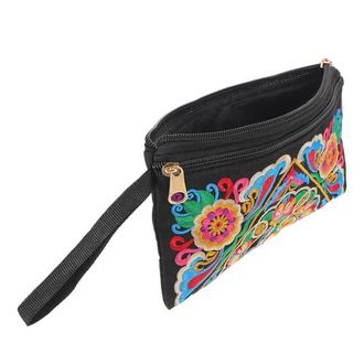 Garneck Pochette Brod&eacute;e Ethnique &agrave; Motif Floral Gesang, Paquet &agrave; Main Zipp&eacute; L&eacute;ger en Tissu Artisanal, Pochette Vintage pour Femmes, pour Mariage, Soir&eacute;e et Us