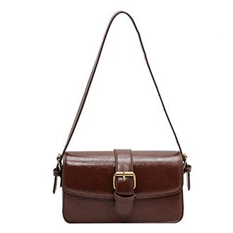 Generic Sac &agrave; bandouli&egrave;re r&eacute;tro en cuir pour femme, sac &agrave; bandouli&egrave;re &agrave; rabat tendance, sac &agrave; main et sac &agrave; main pour femme, marron, Small