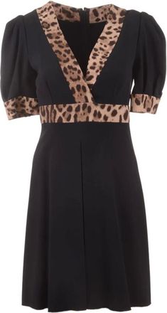 Dolce & Gabbana Femme, Robes, Noir, Taille: 38 FR Robe Mi-Longue &agrave; Manches Courtes