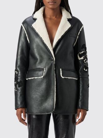 Ermanno Scervino Veste courte en shearling &agrave; simple boutonnage en simili-cuir avec col &agrave; revers
