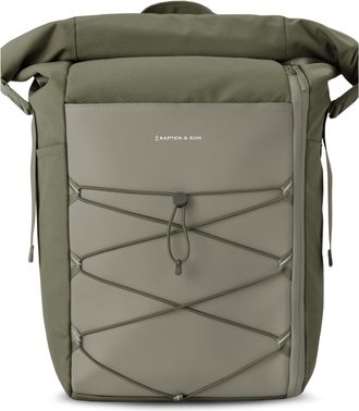 Kapten & Son Rucksack Yoho Forest Green 24-30 L | Rolltop Rucksack Damen & Herren Gr&uuml;n | Handgep&auml;ckrucksack mit 14 Zoll Laptopfach & seitlicher &Ouml;ffnung | Backpack 